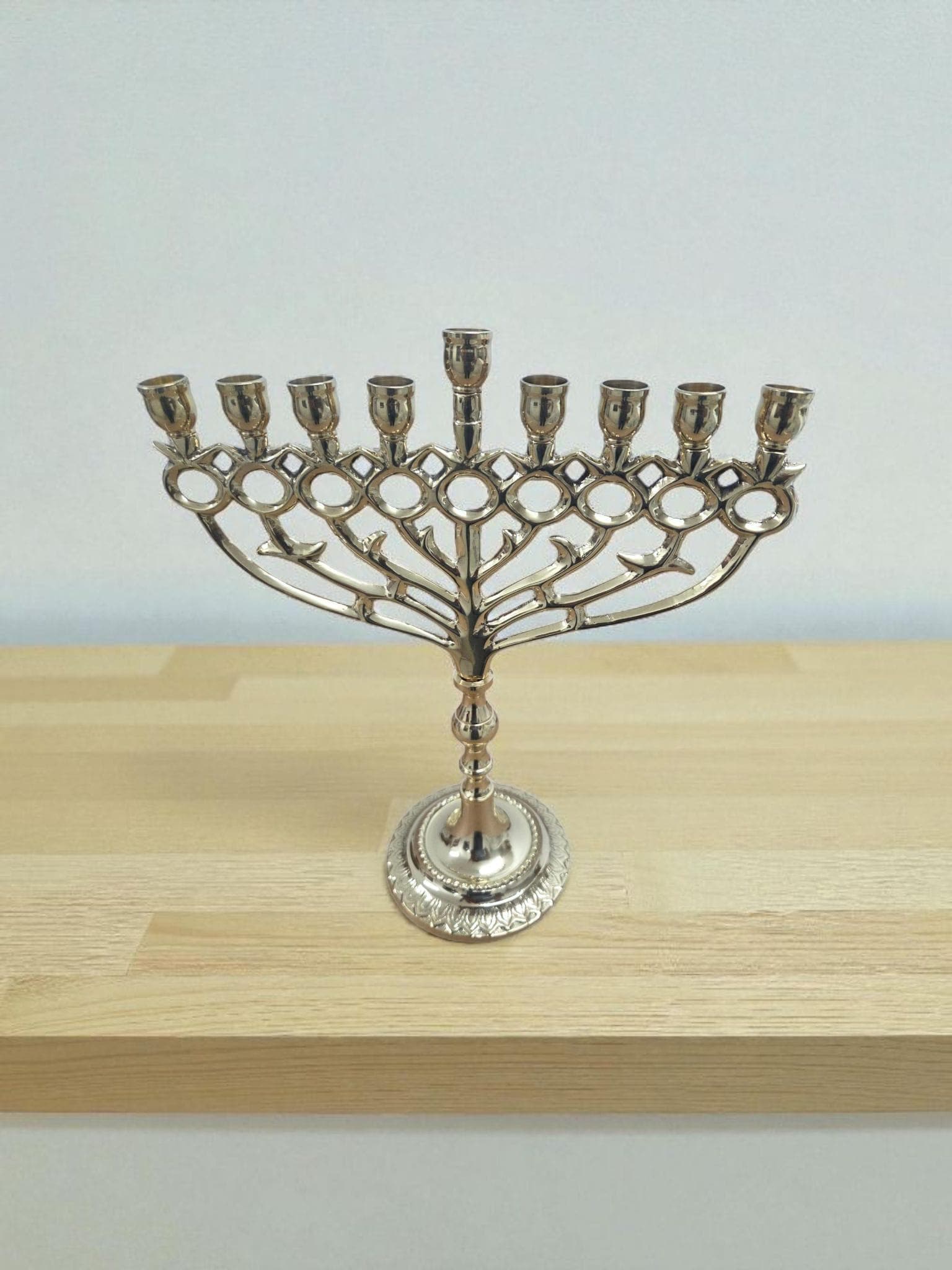 Menorah Elegant Brass Hanukkah | Gold Chanukiah | 9-branch Jewish ...
