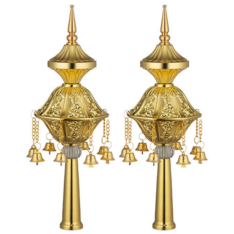 Ornate Gold Torah Finials With Bells | Rimonim | Jewish Synagogue ...