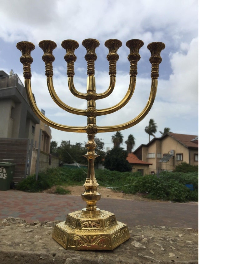 Menorah Brass Temple 14-inch Judaica Altar Decor 7 Branch Candel - Etsy
