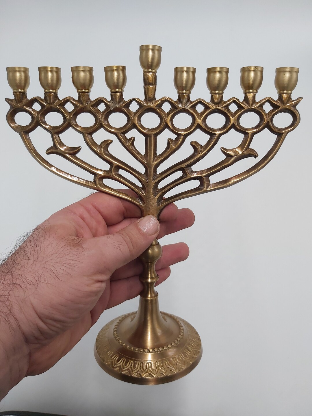Hanukkah Menorah Pomegranate Design 9 Branch Branches Brass Chanukah ...