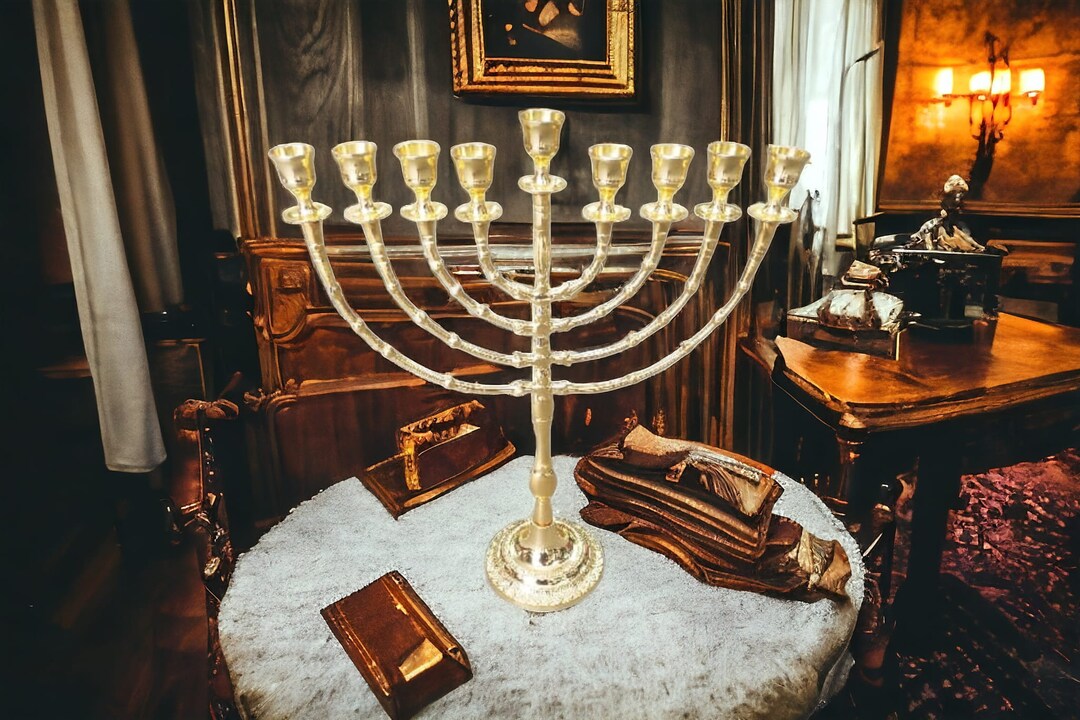 Chanukiah Hanukkah Hanukkiah Menorah 16 40cm Height 9 Branch Gold ...
