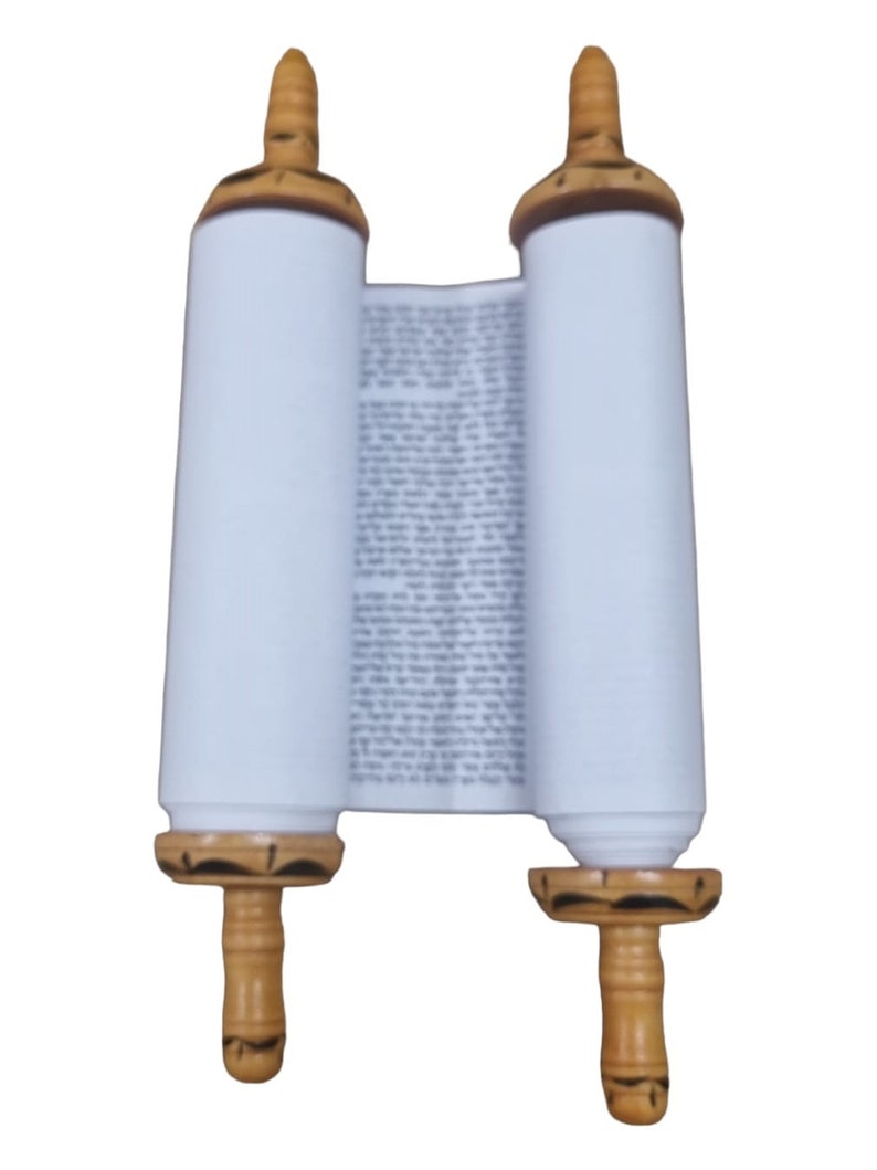 Hebrew Torah Scroll: Jewish Bible With Olive Wood Handles (7.9"/20cm ...