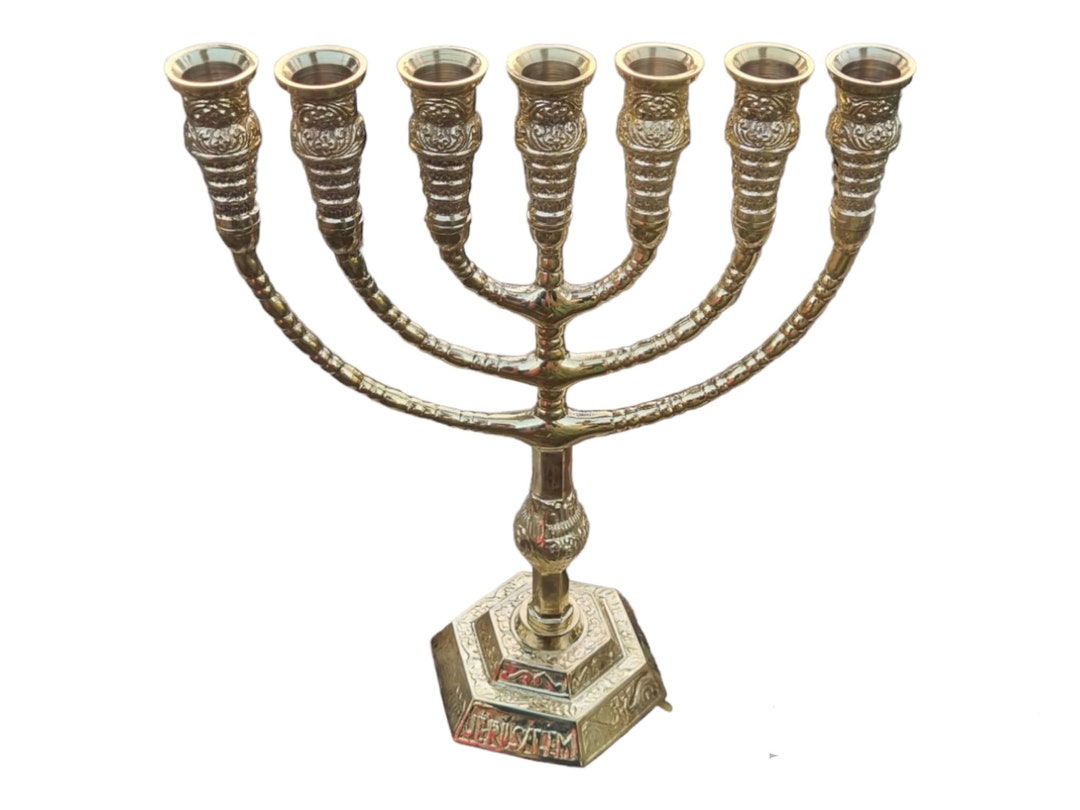 Menorah Candle Holder 7 Branch Yeshua Menora Brass Copper From - Etsy