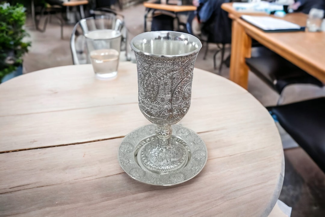 Kiddush Wine CUP Shabbat Wedding Cups Jewish Shabbat Goblet Silver ...