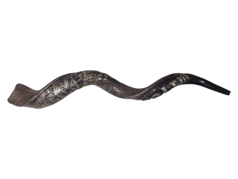 Hand Carved Kudu Shofar: Jerusalem Landscape, Judaica Art (40") - Etsy