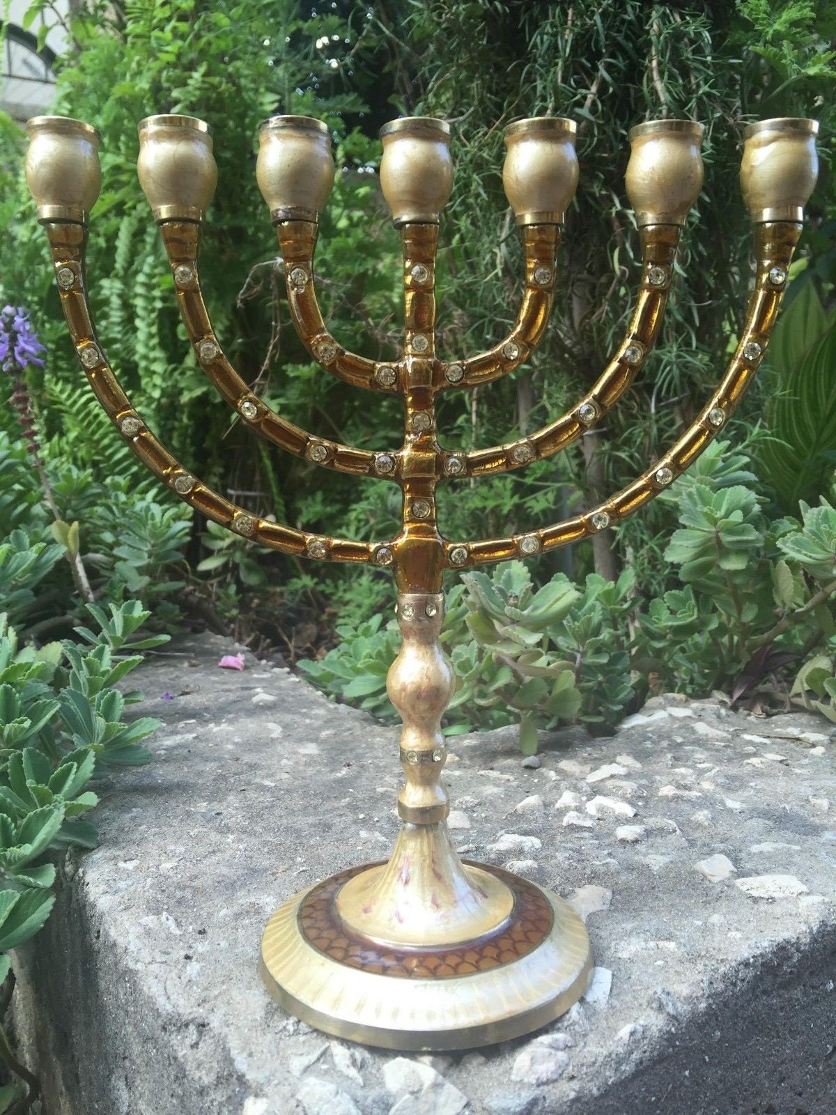 Brass Copper & Enamel Israel Candle Holder 10 Menorah - Etsy