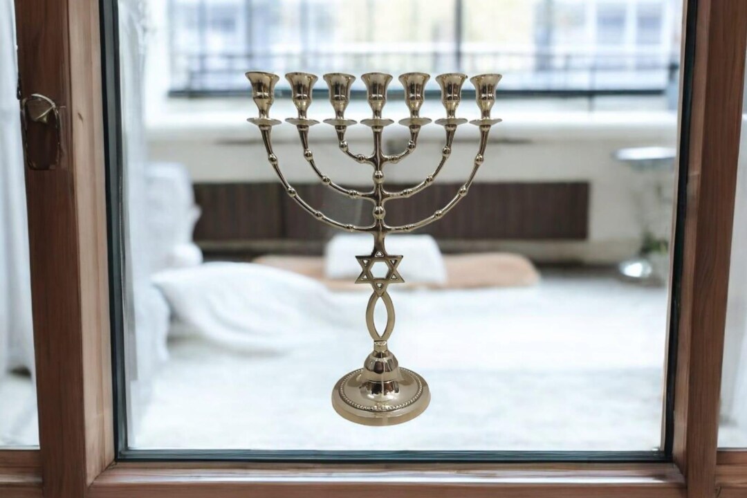 Grafted in Graftitin Messianic Brass Copper Menorah 16" Judaica Israel ...