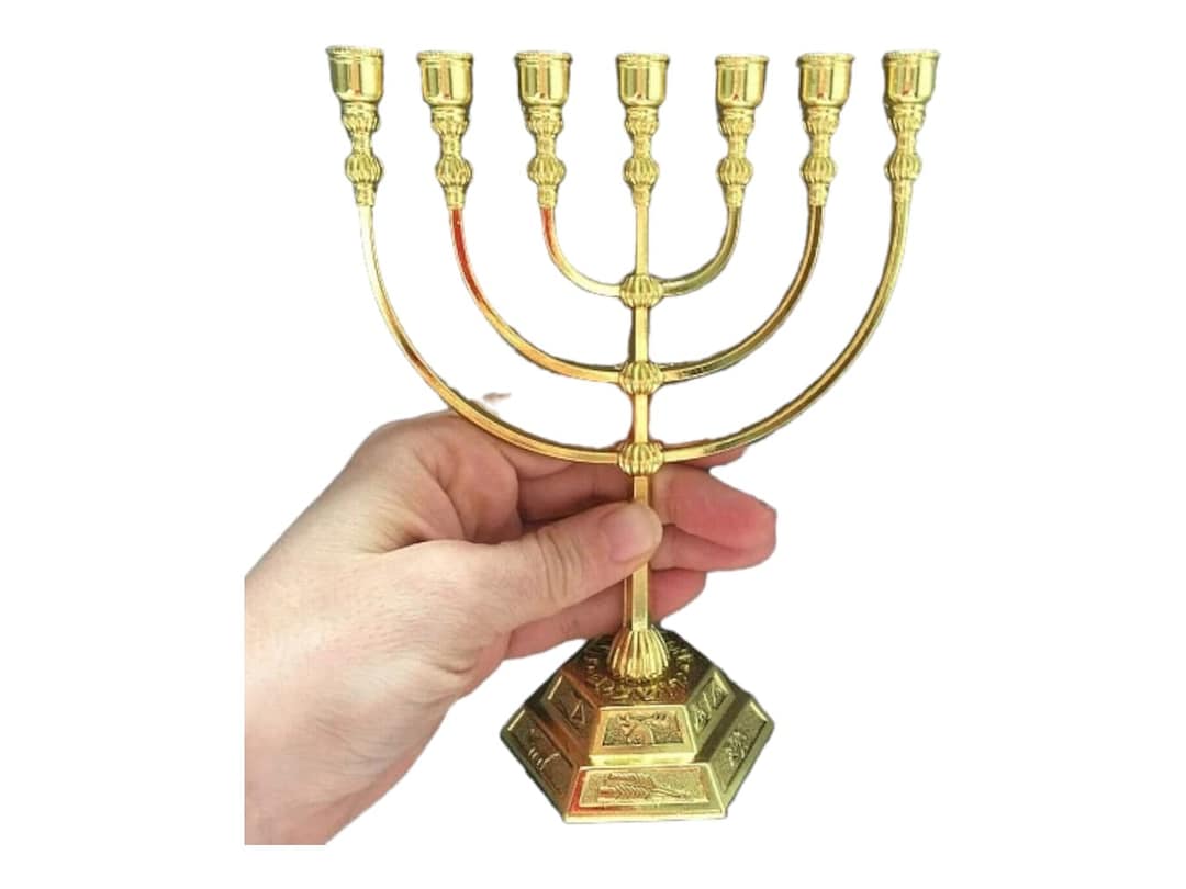 Menorah Seven Branches Jerusalem Temple Design Candles Holder 6.7 Inch ...