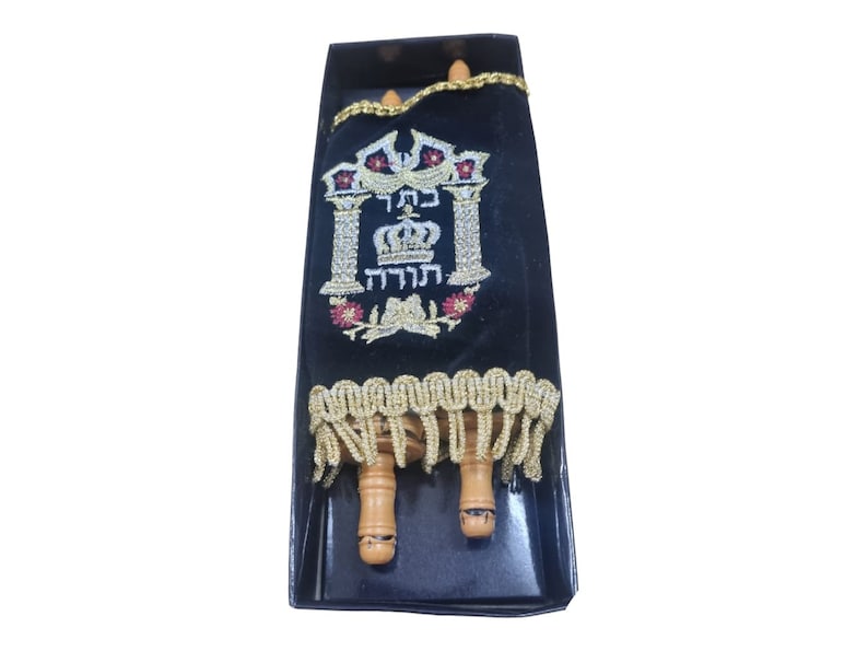 Hebrew Torah Scroll: Jewish Bible With Olive Wood Handles (7.9"/20cm ...