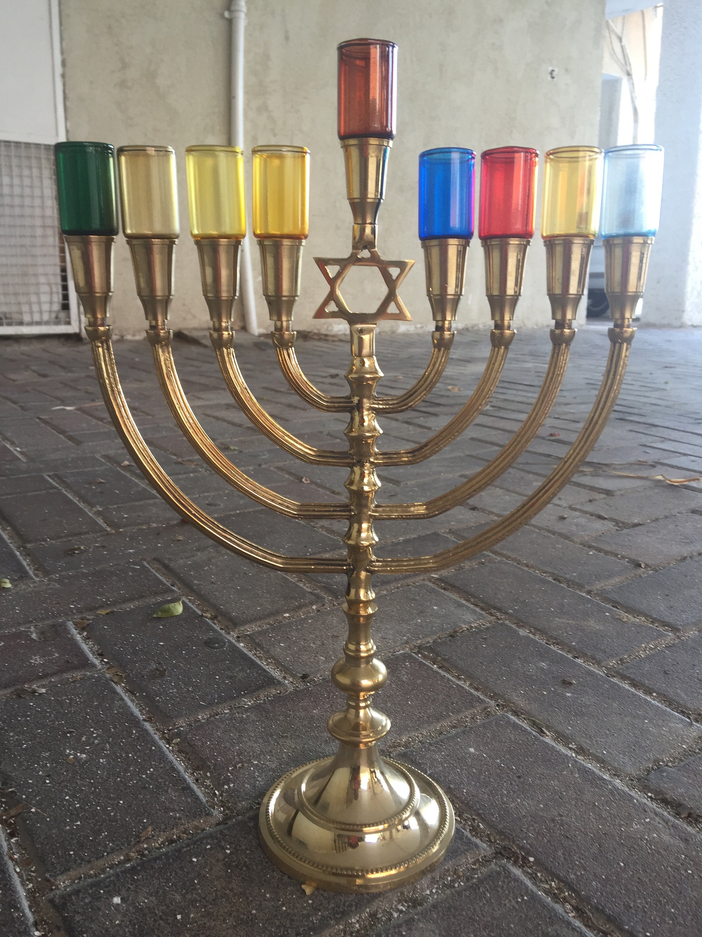 Large Authentic Menorah in Gold Bress Copper From Jerusalem - Etsy