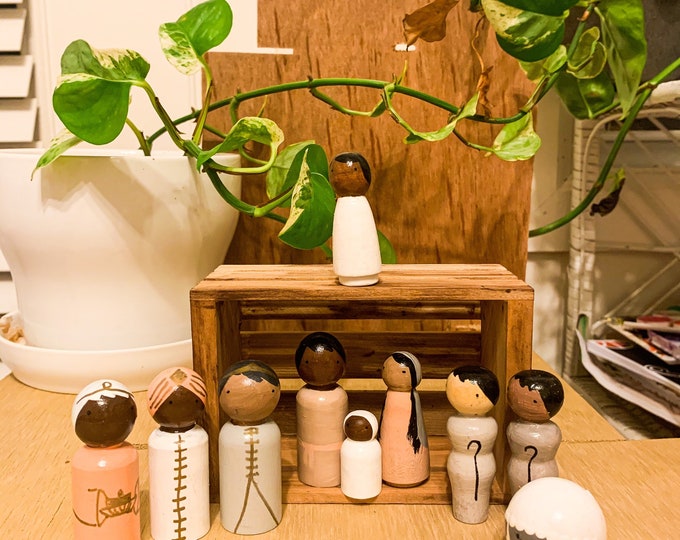 Multicultural Nativity/ Peg Dolls/ Nativity Set / Neutral Nativity - Etsy