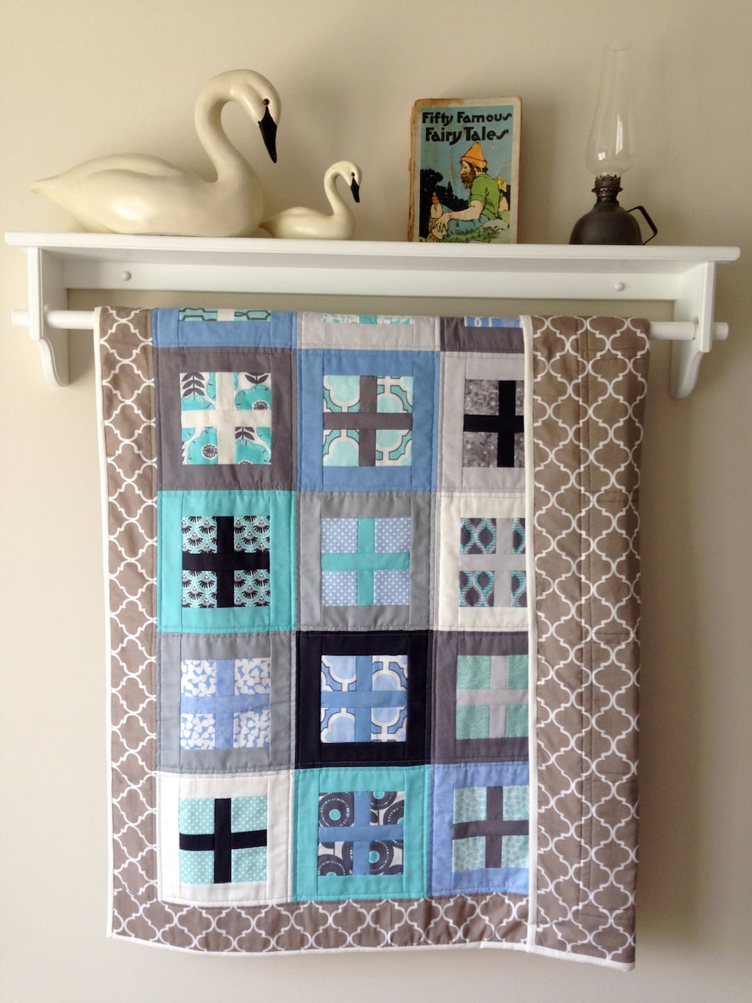 Quilted Gender Neutral Window Pane Pattern Baby Boy/baby Girl Quilt ...