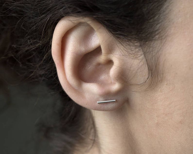 Silver Bar Earrings Silver Line Earrings Minimalist Line - Etsy