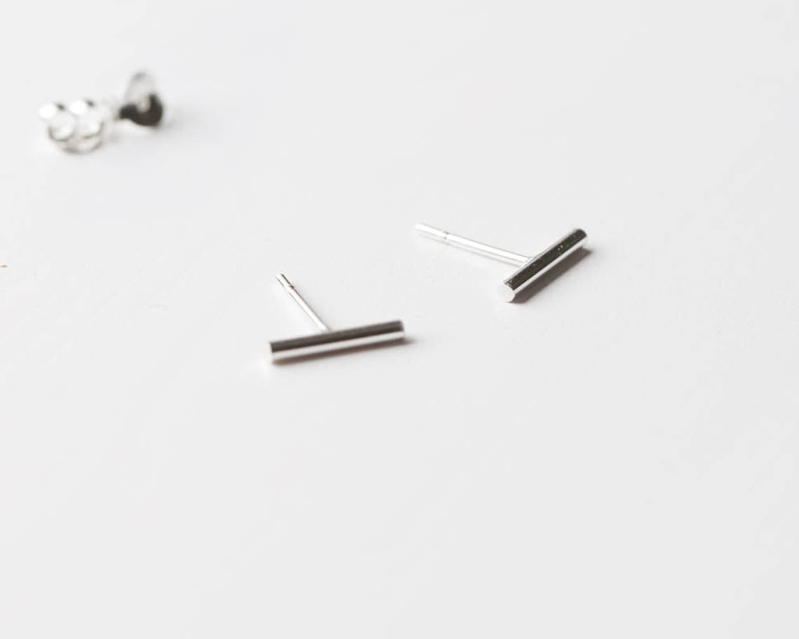 Silver Bar Earrings Silver Line Earrings Minimalist Line - Etsy