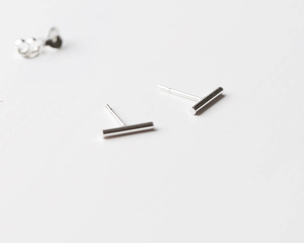 Silver Bar Earrings Silver Line Earrings Minimalist Line - Etsy