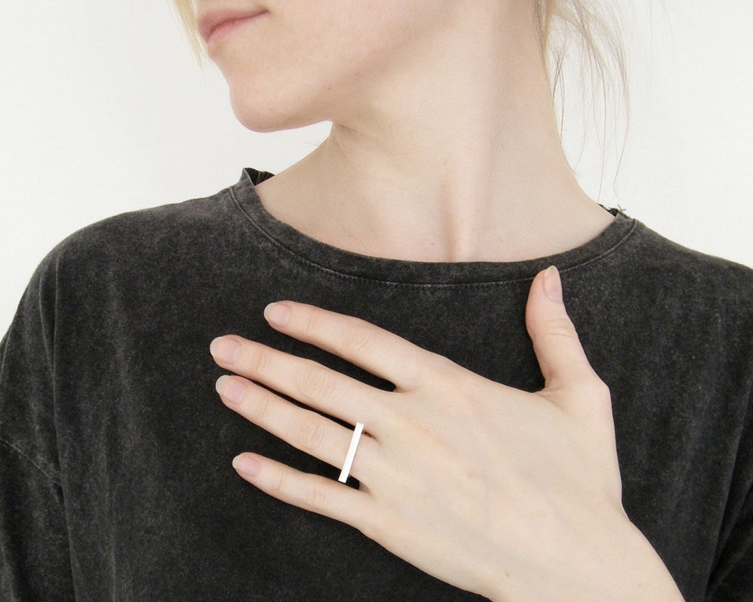 Sterling Silver Bar Ring: Minimalist Geometric Jewelry - Etsy