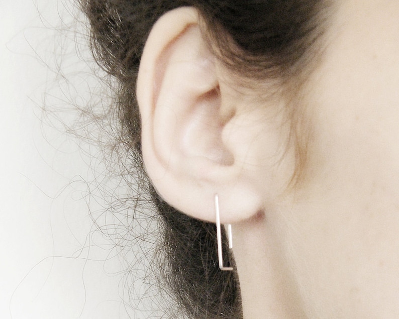 Staple Earrings Line Earrings Minimalist Earrings Edgy | Etsy