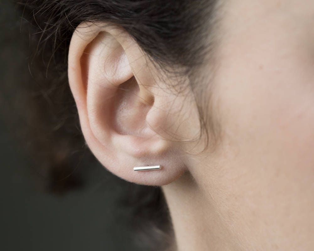Silver Bar Earrings Silver Line Earrings Minimalist Line - Etsy