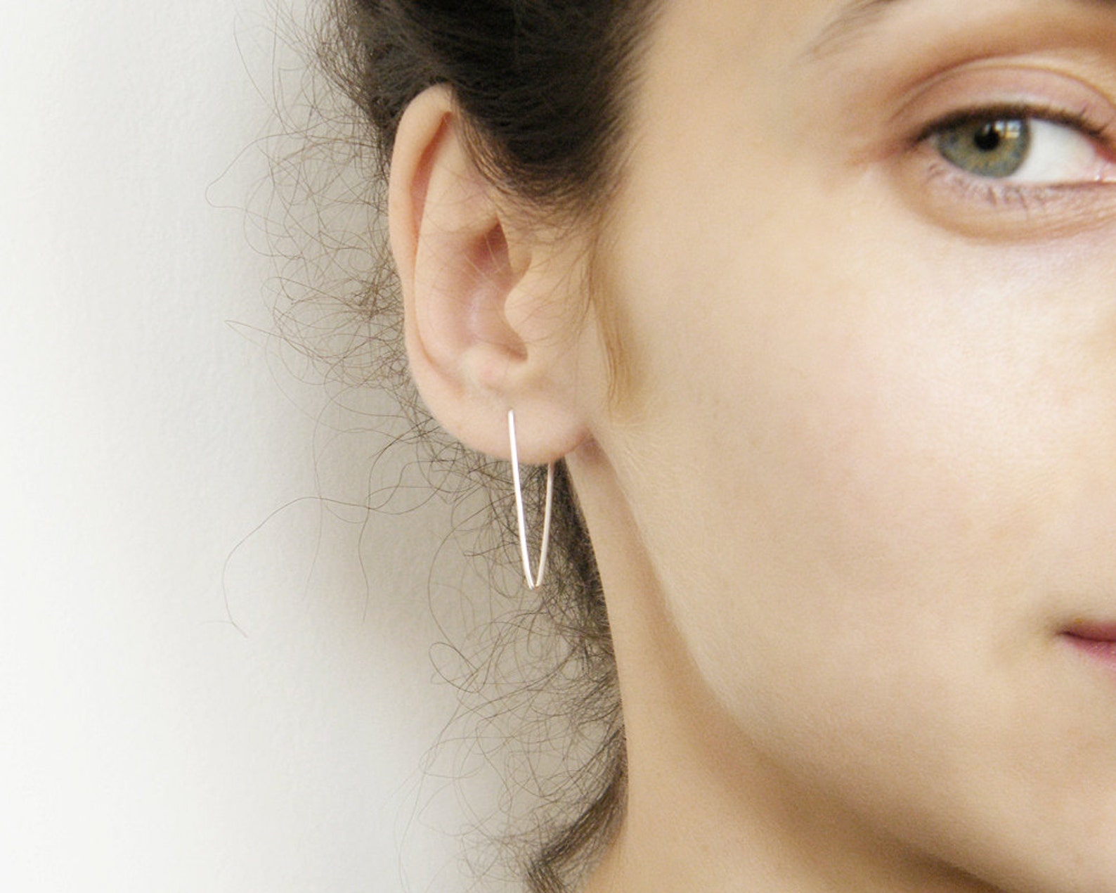 Line Earrings Minimalist Earrings Triangle Hoops Staple - Etsy
