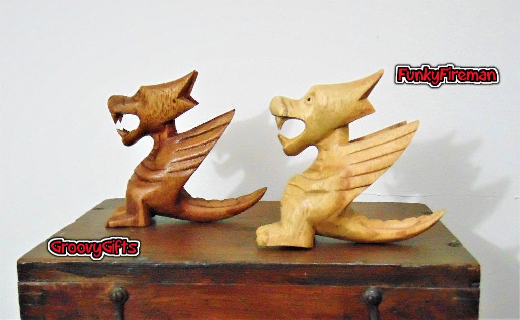 Cute Laid Back Chilled Out Dragon Wood Carving Ornament in - Etsy UK