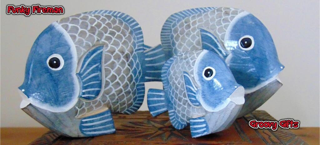 Set of 3 Tropical Fish Angel Discus Hand Carved Wooden | Etsy UK
