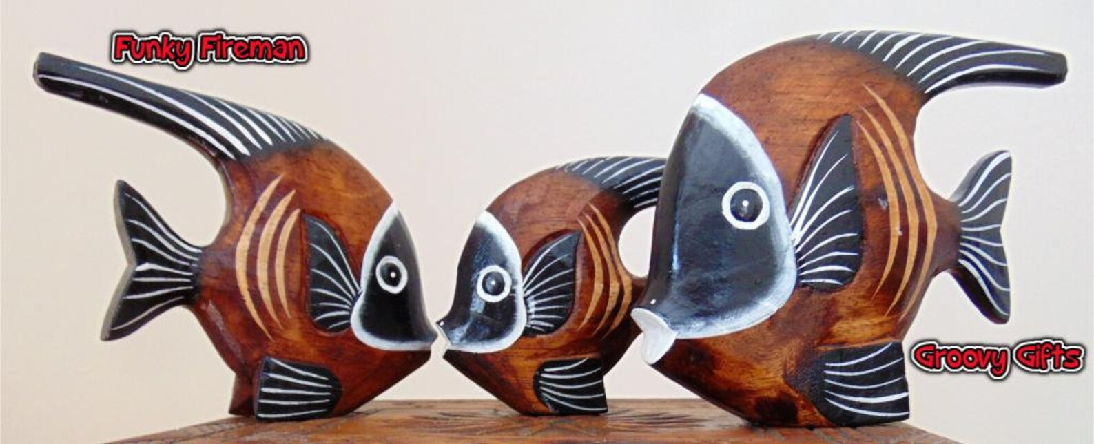 Set of 3 Tropical Fish Angel Discus Hand Carved Wooden | Etsy UK