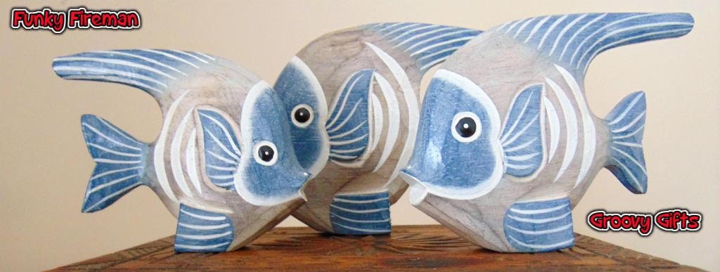 Set of 3 Tropical Fish Angel Discus Hand Carved Wooden | Etsy UK