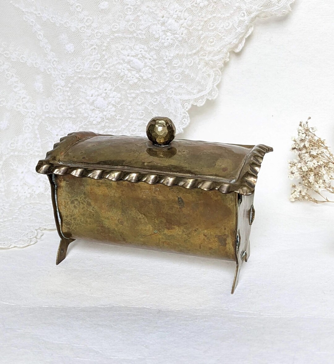 Vintage Metal Box. Metal Container. VINTAGE BRASS BOX. Old Money Box ...