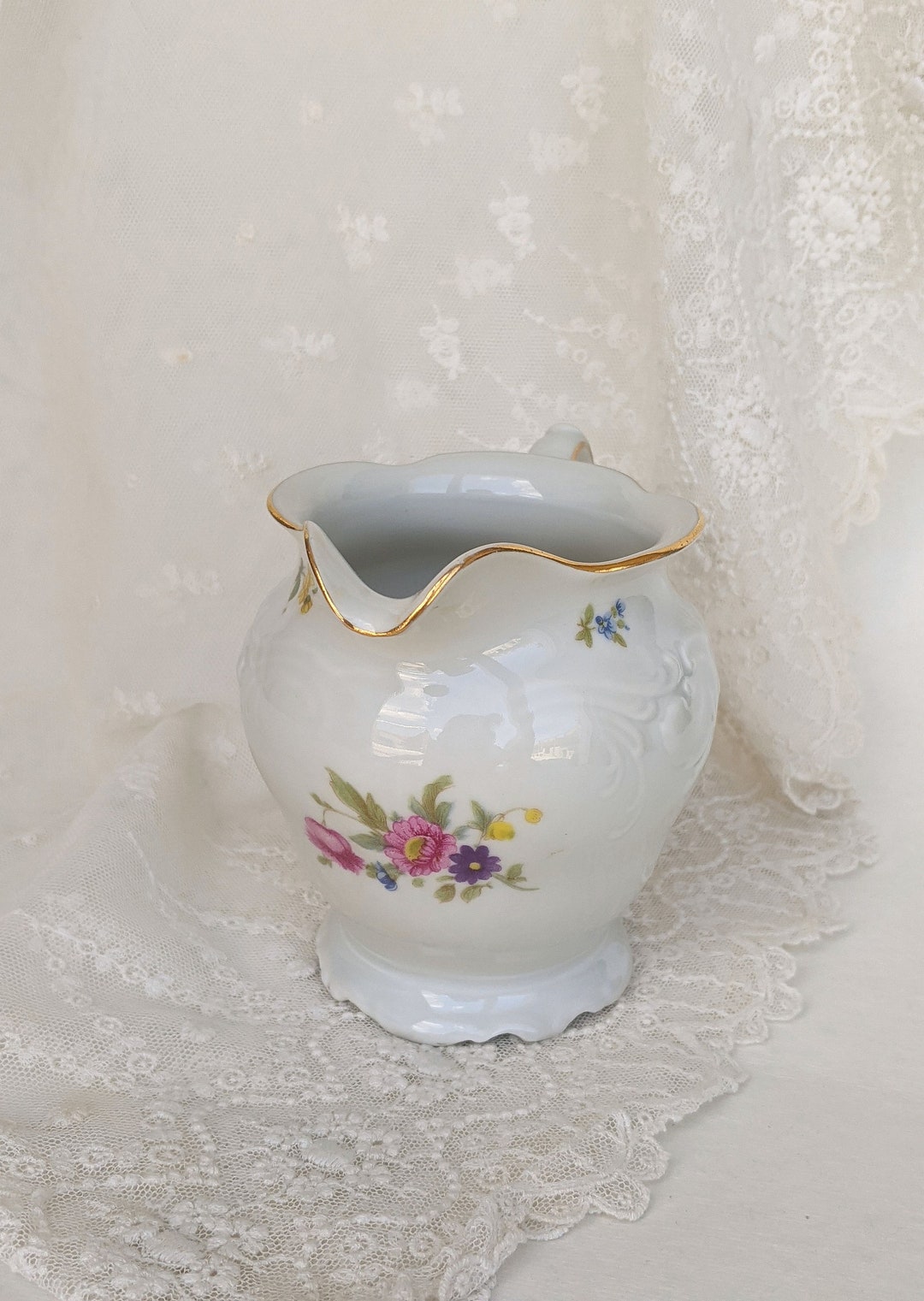 Vintage Porcelain White Creamer. Vintage Porcelain Milk Pot. Antique ...