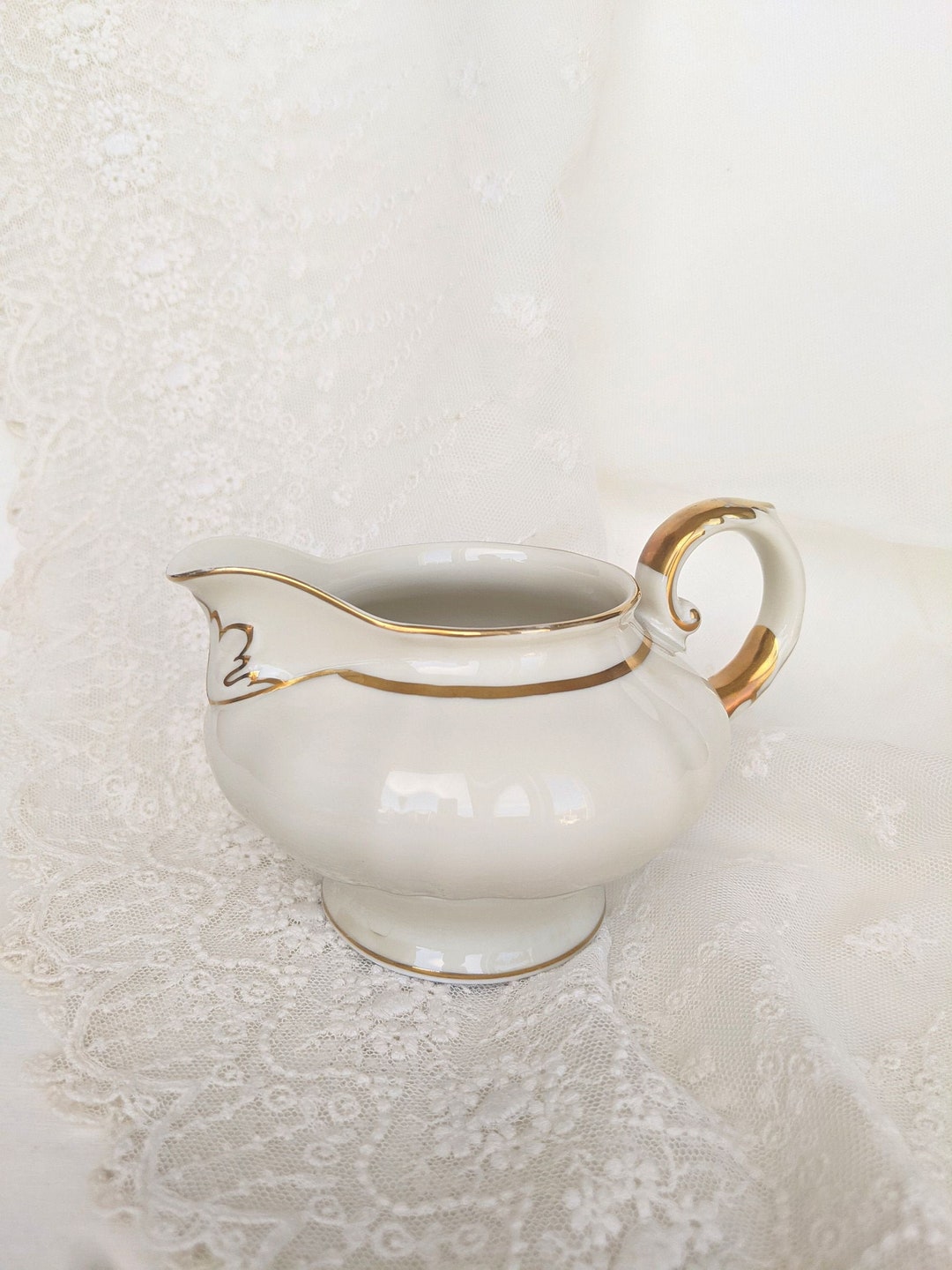 Antique Porcelain Creamer. Elegant Vintage German Porcelain Milk Pot ...
