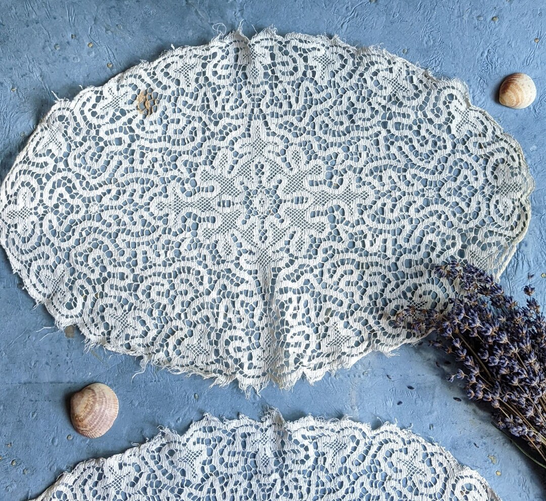 Cotton Lace Doily Set. Large Lace Napkins. Vintage Cotton Doilies ...