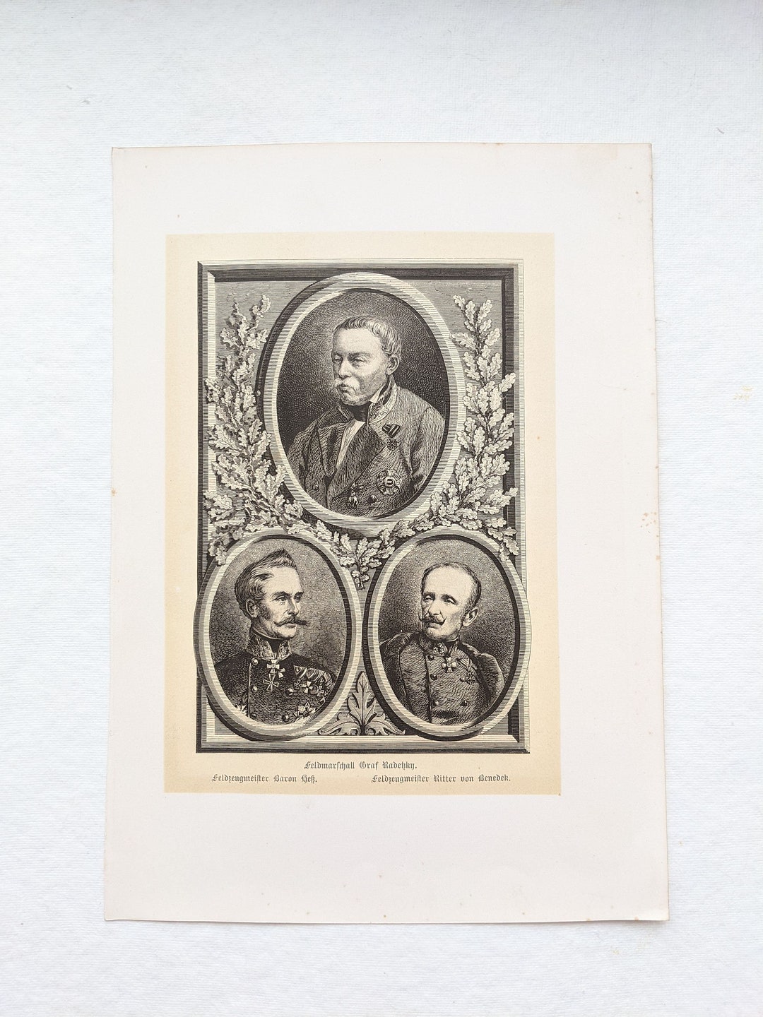 Antique Rare Original Engraving With Three Austrian Generals. Antique ...