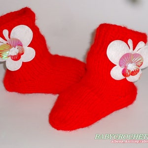 Knitted Baby Socks, Baby Christmas Socks, Knitting Socks, Red Baby ...