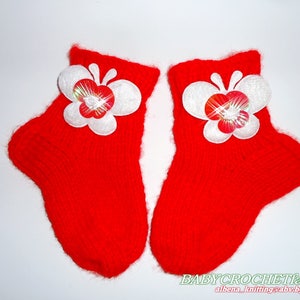 Knitted Baby Socks, Baby Christmas Socks, Knitting Socks, Red Baby ...