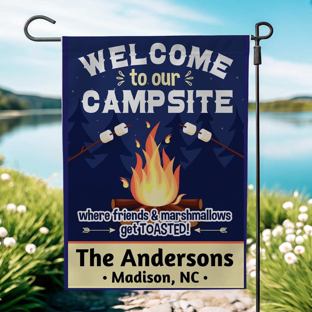 Personalized Camper Decoration Flag Custom Campsite Sign Personalized ...