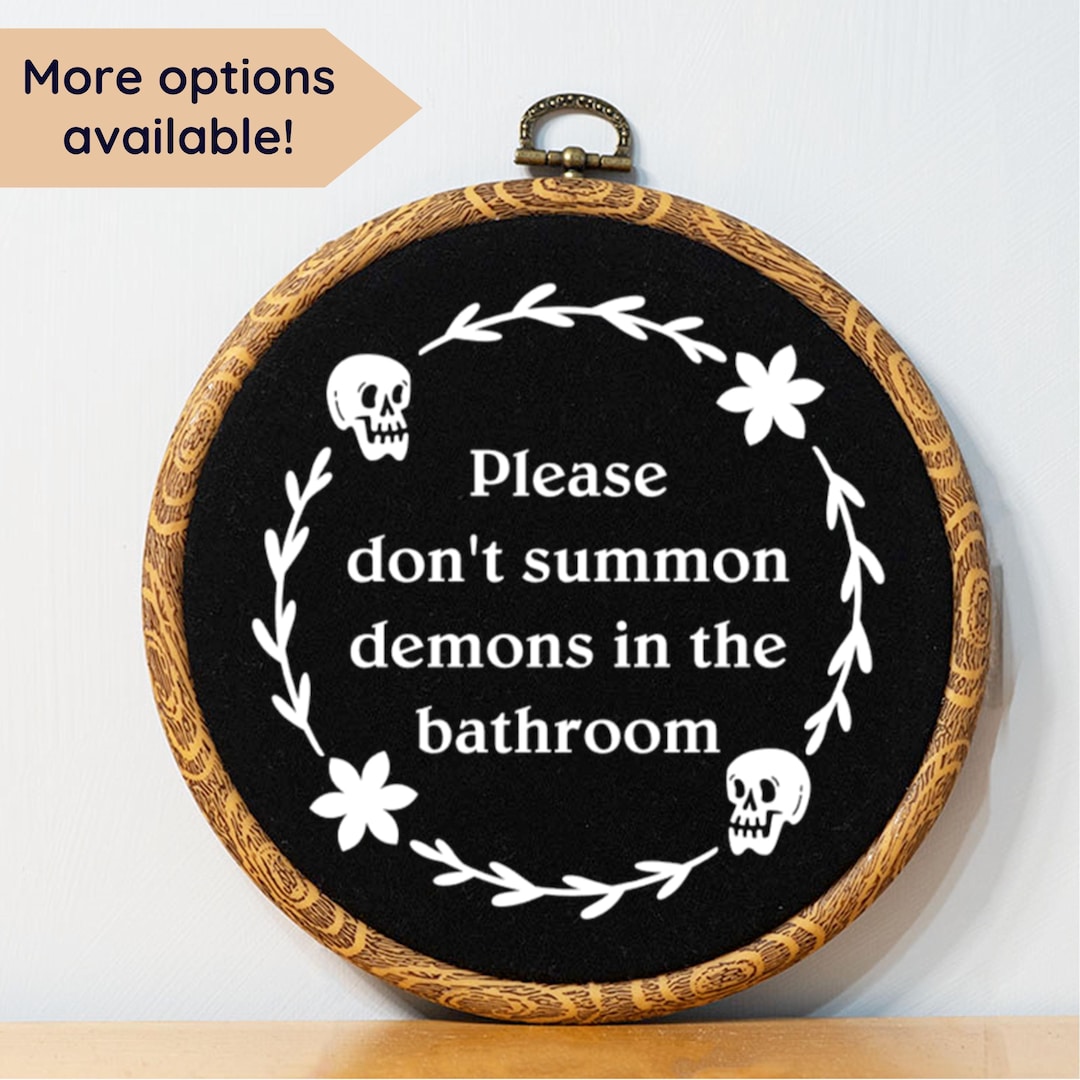 Funny Faux Embroidery Summon Demons Bathroom Wall Decor Gothic Style ...