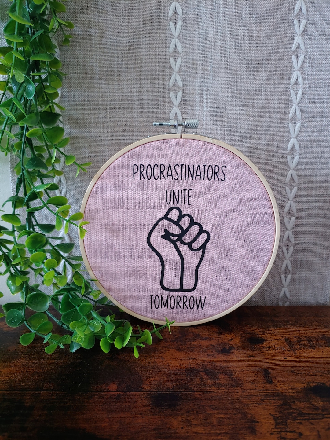 Customizable Procrastinator Gift Idea Faux Embroidery Wall Art Funny ...