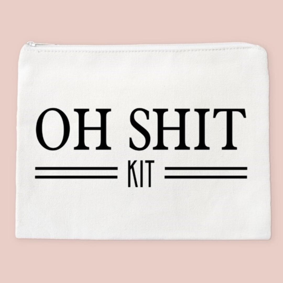 Oh Shit Kit Cotton Canvas Toiletry Bag Funny Zippered Period Pouch ...