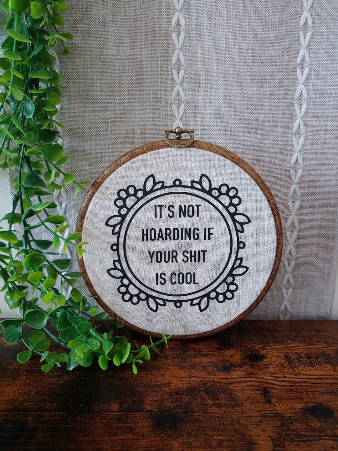 Boho Style Funny Hoarding Collectors Novelty Faux Embroidery Wall Decor ...