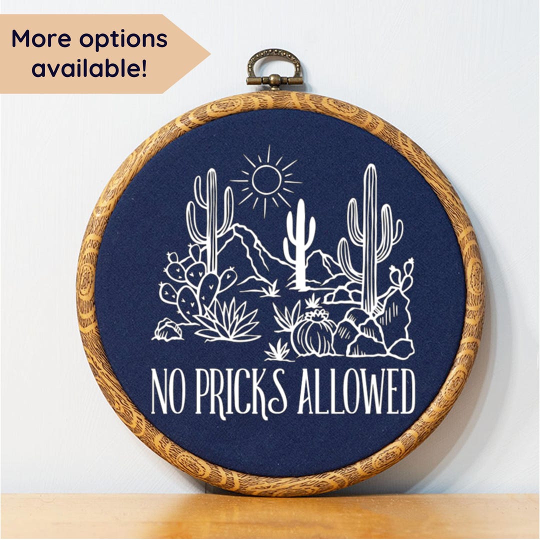 No Pricks Allowed Door Sign Funny Embroidery Art Wall Western Decor ...
