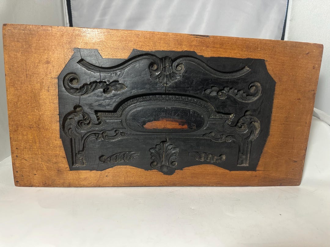Antique Bas-relief Plaster Casting Mold Floral Wood Frame Architectural ...