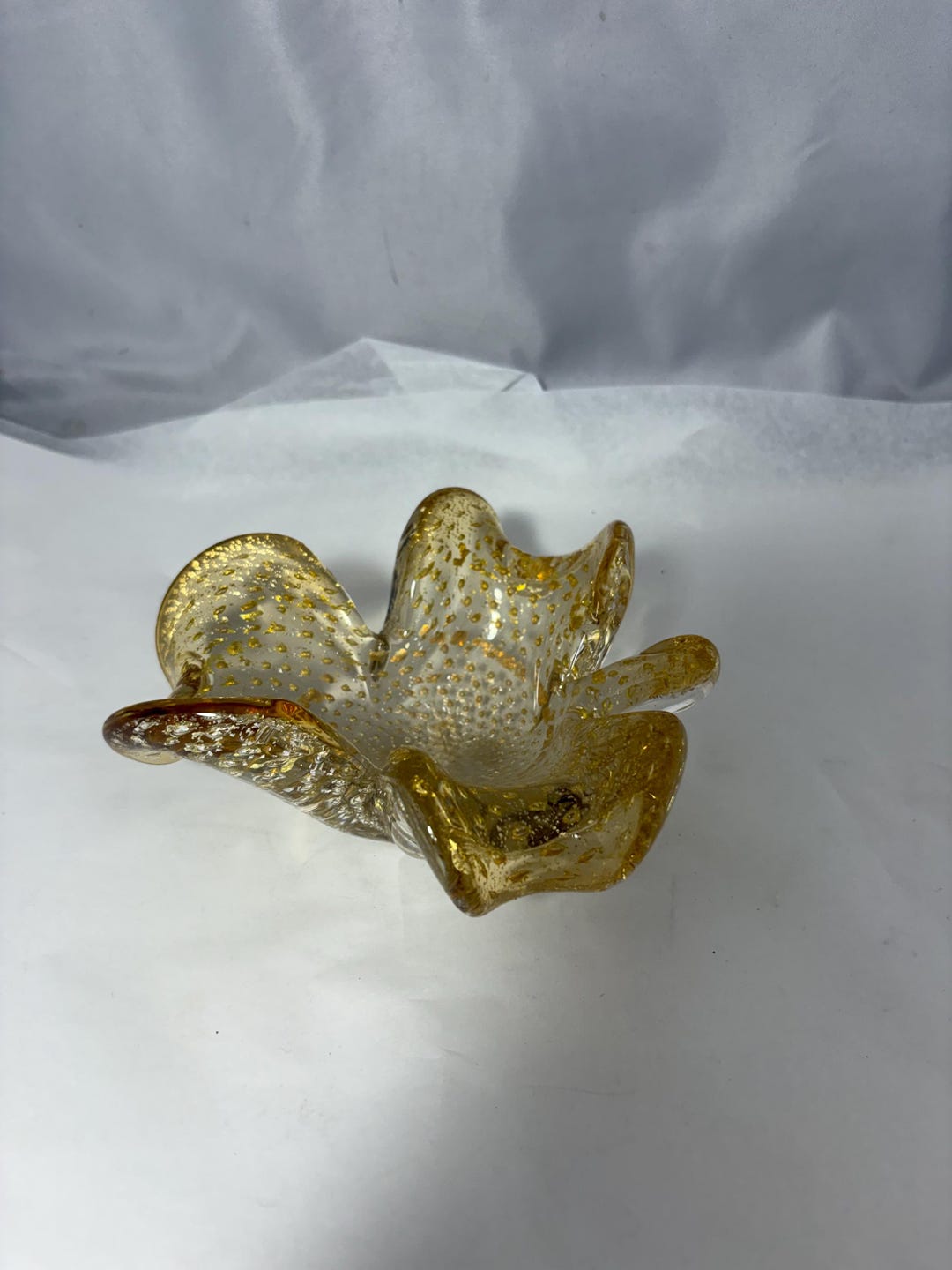 Murano Glass Clover Shaped Bowl, Collectible Glass, Yellow Glass ...