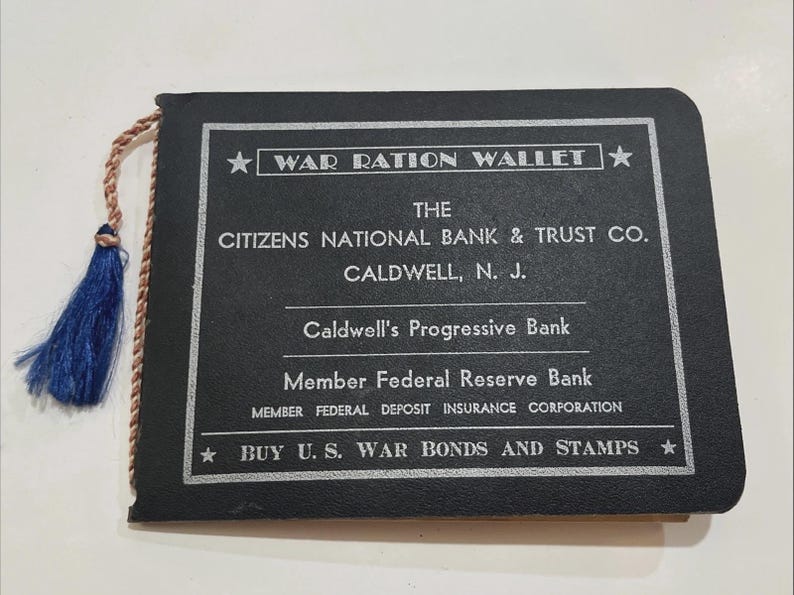 World War II Ration Wallet, Caldwell NJ, Caldwells Progressive Bank ...