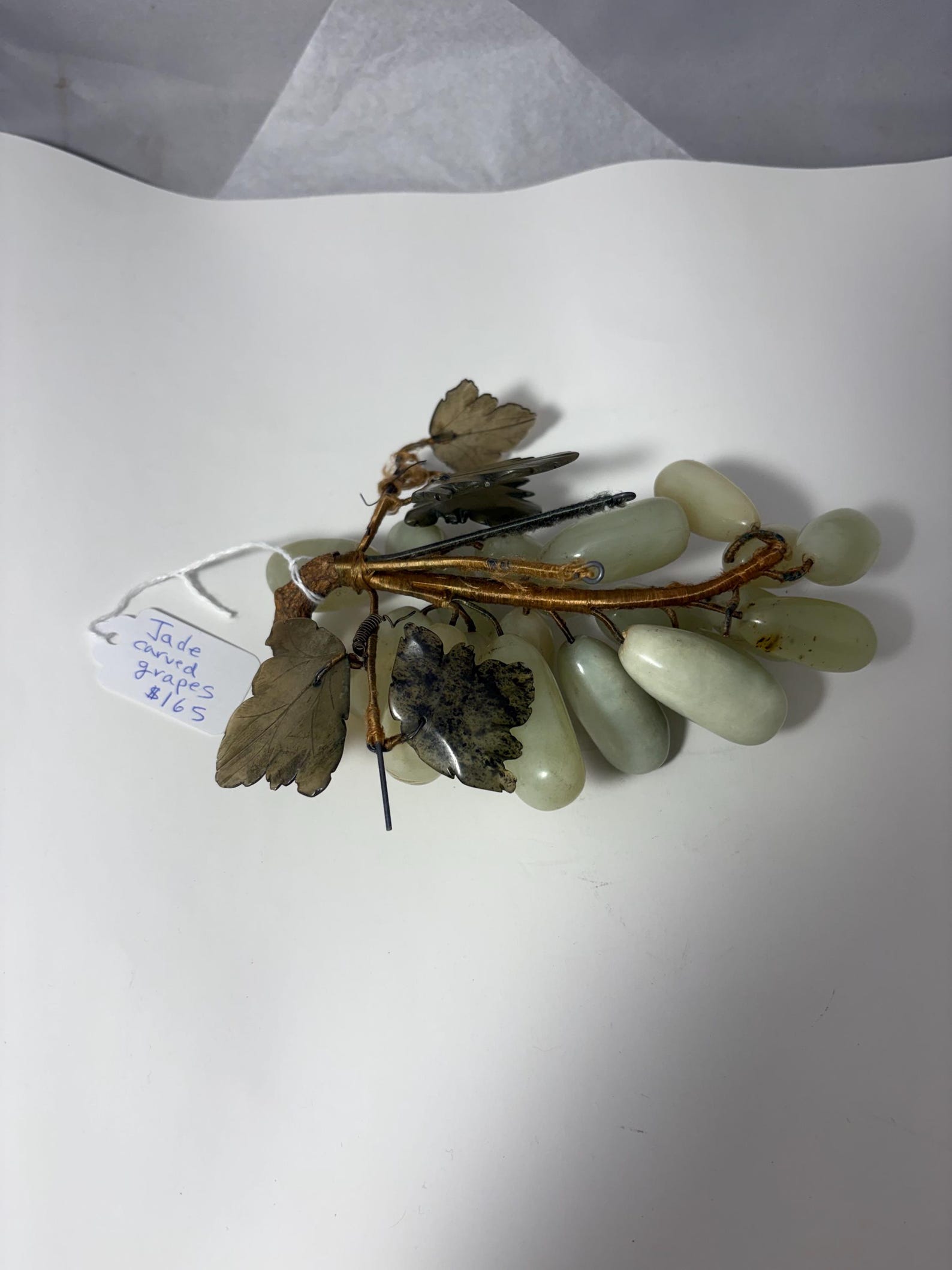 Hand Carved Jade Grapes, Decorative Fruit, Natural Stone Centrepiece ...