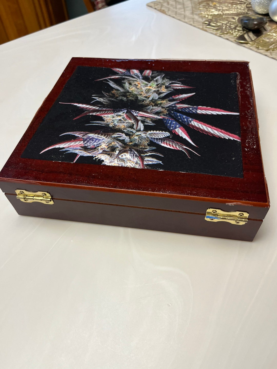 USA Flag Flower Epoxy Cigar Box - Etsy