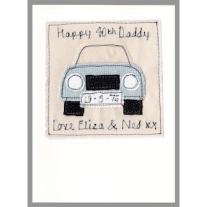 Personalised Embroidered Car Card - Birthday Card for Dad, Husband ...