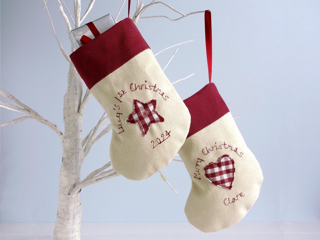 Personalised Embroidered Christmas Stocking Decoration - Babys 1st ...