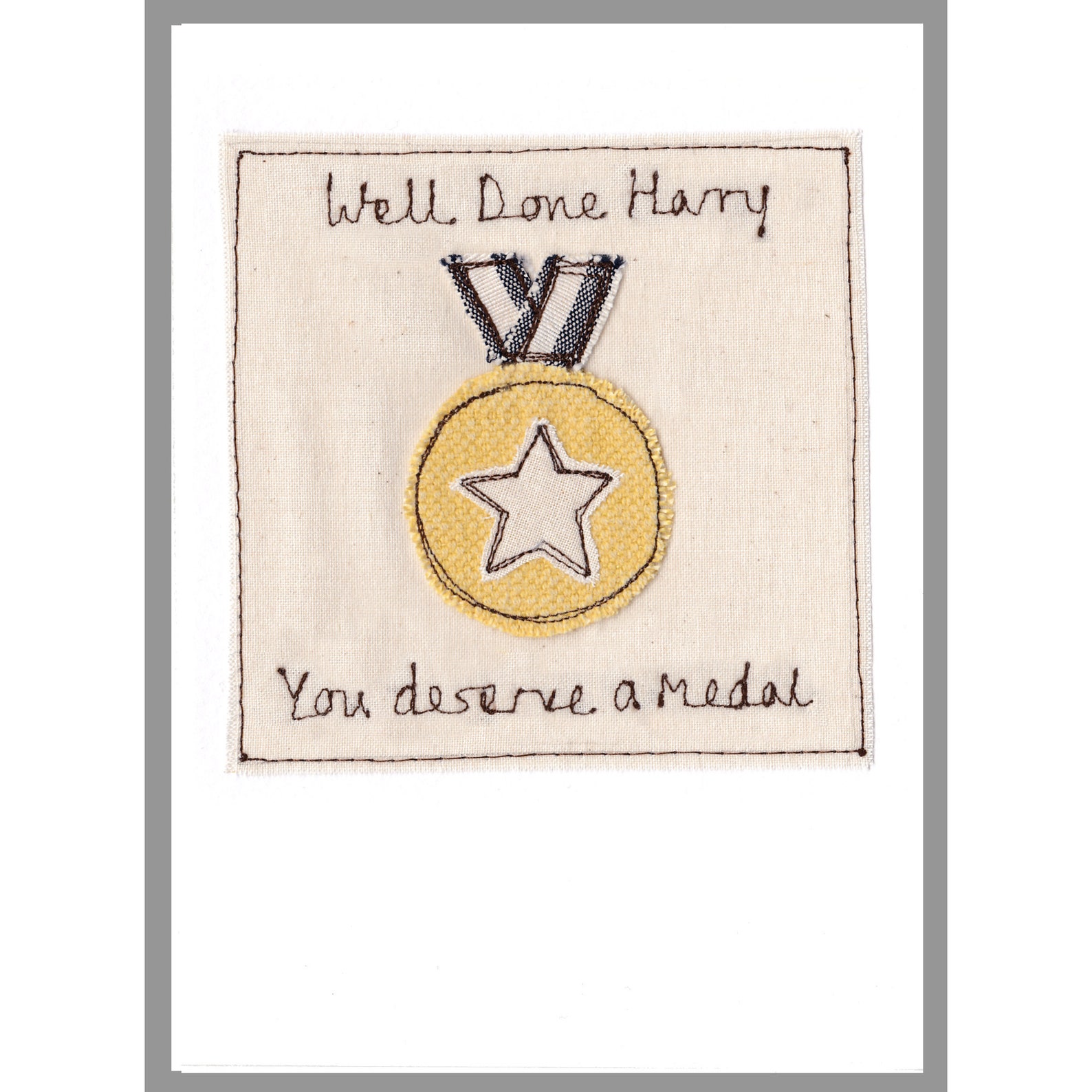 Personalised Embroidered Gold Medal Card - Well Done Card - Passing ...