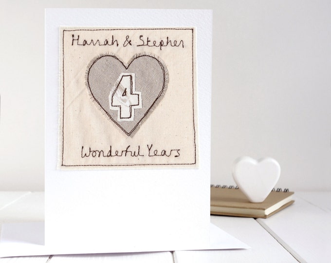 4 Years Down, 4th Anniversary Card, Four Years Anniversary Card, 4 ...