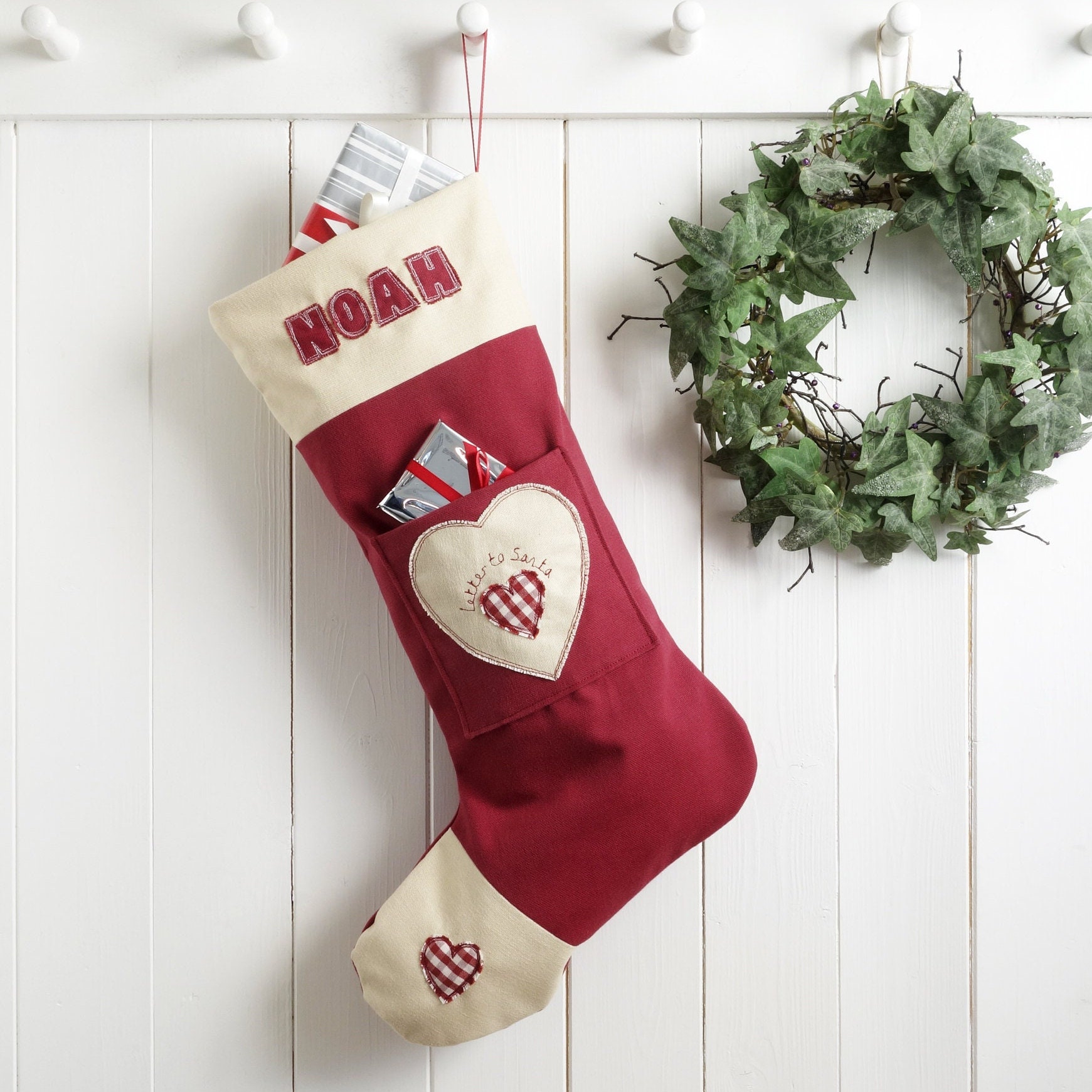 Personalised Embroidered Letter to Santa Christmas Stocking - Xmas ...